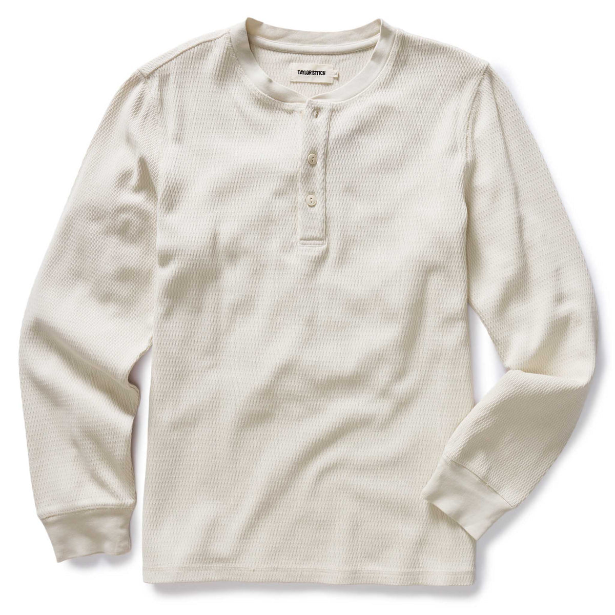 The Organic Cotton Waffle Henley in Vintage White — The Revive Club