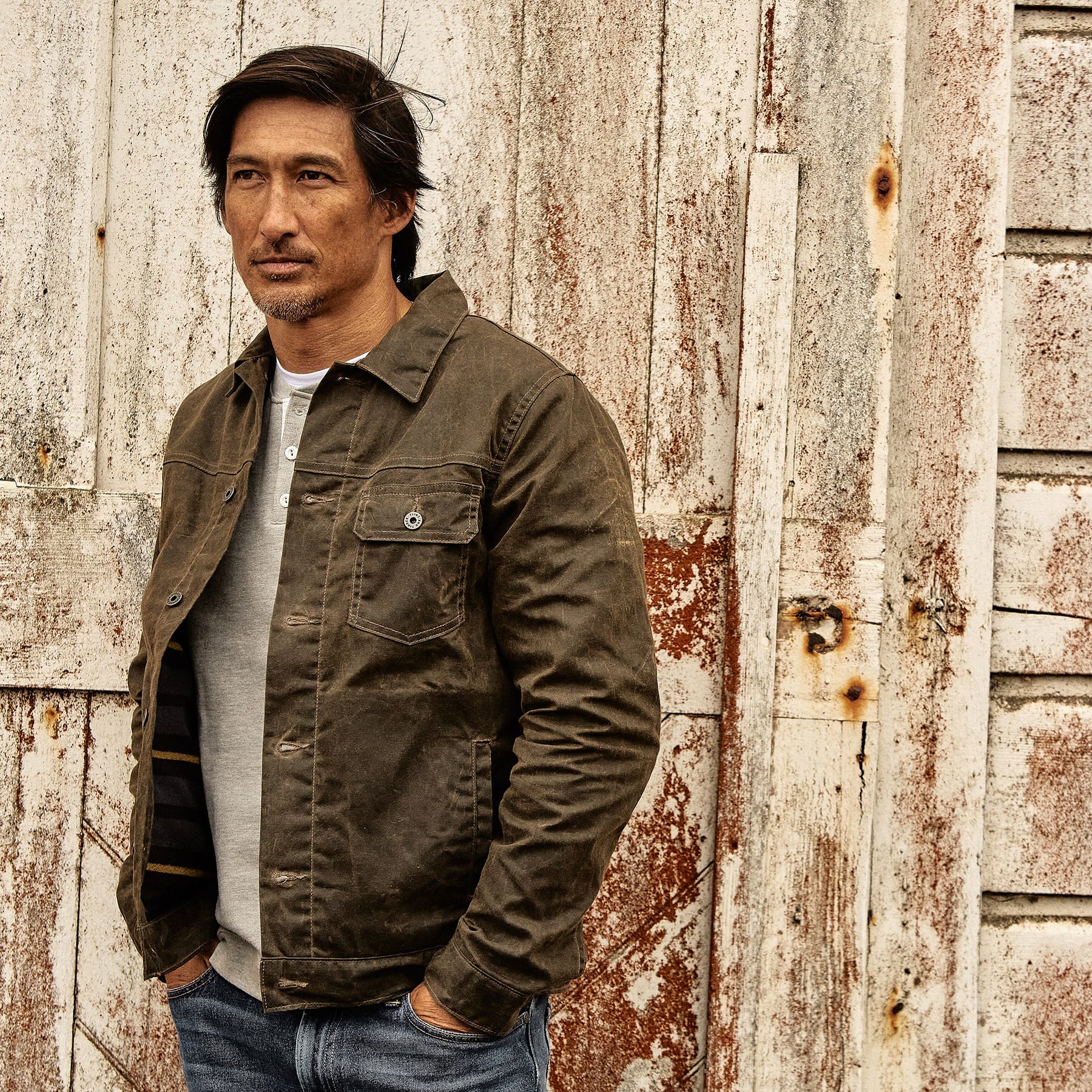 Flannel Lined Waxed Trucker Jacket in Forest – The Revive Club