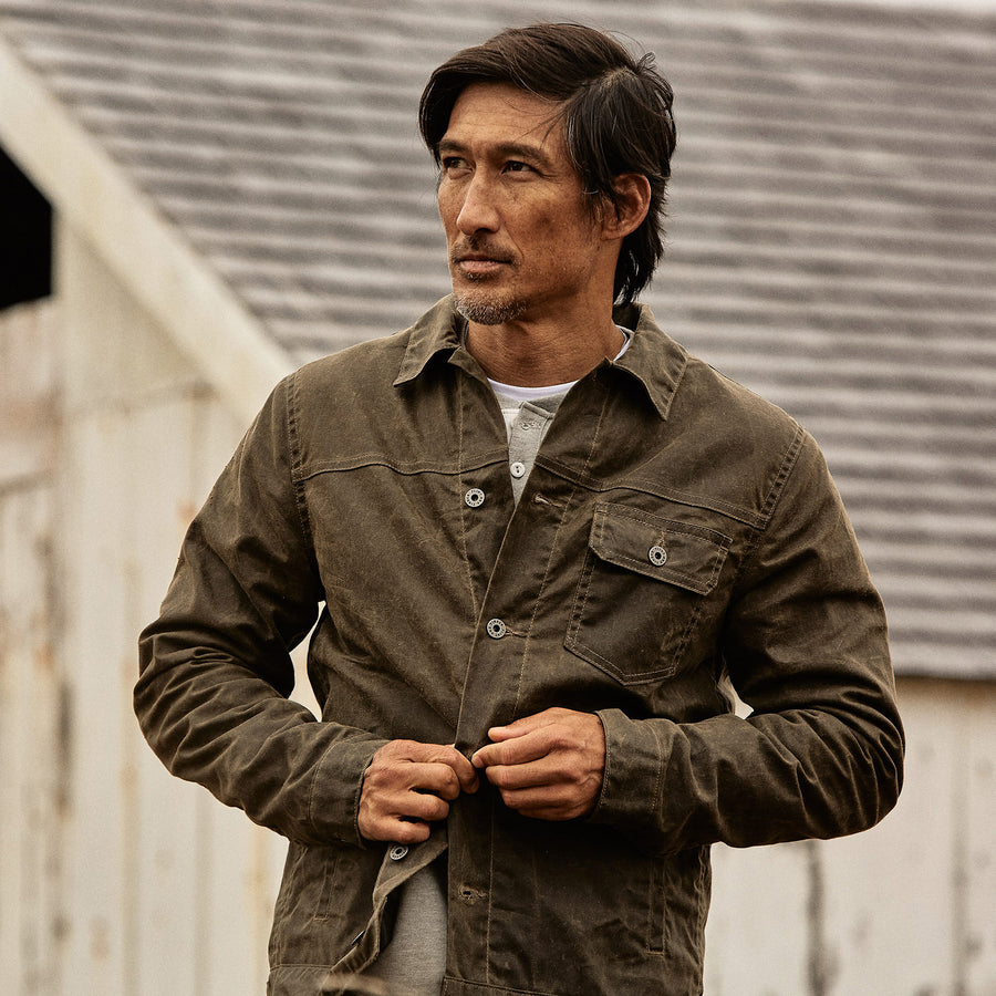 Flannel Lined Waxed Trucker Jacket in Forest – The Revive Club